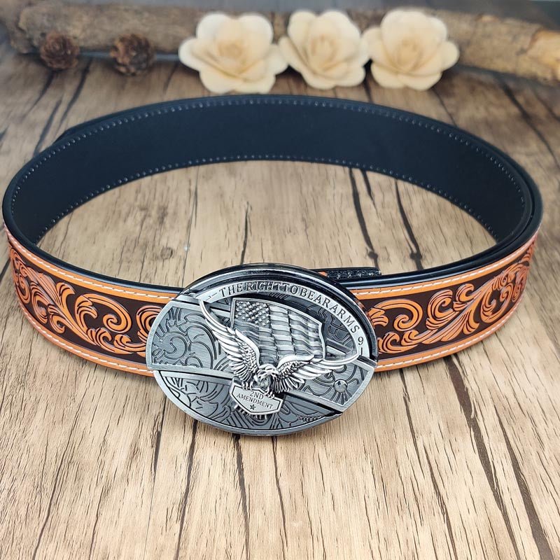 Western Floral Belt With Cool Belt Buckle