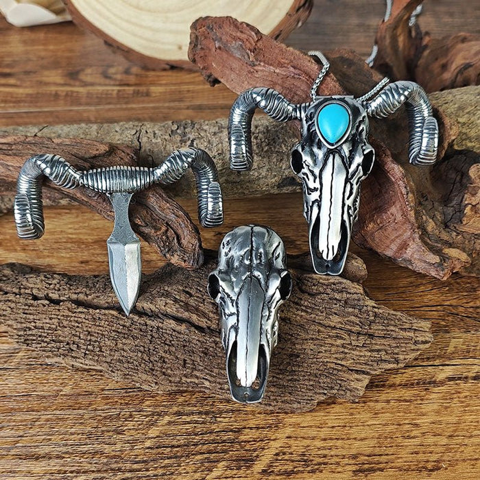 Western Ram Skull Necklace