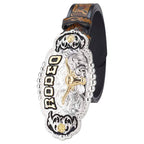 Big Gold Rodeo Belt Buckle With Cowboy Belt