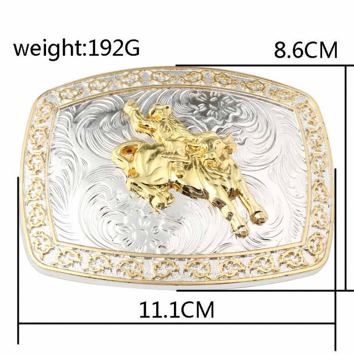 Large Gold Rodeo Square Cowboy Belt Buckle