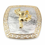 Large Gold Rodeo Square Cowboy Belt Buckle