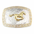 Large Gold Rodeo Square Cowboy Belt Buckle